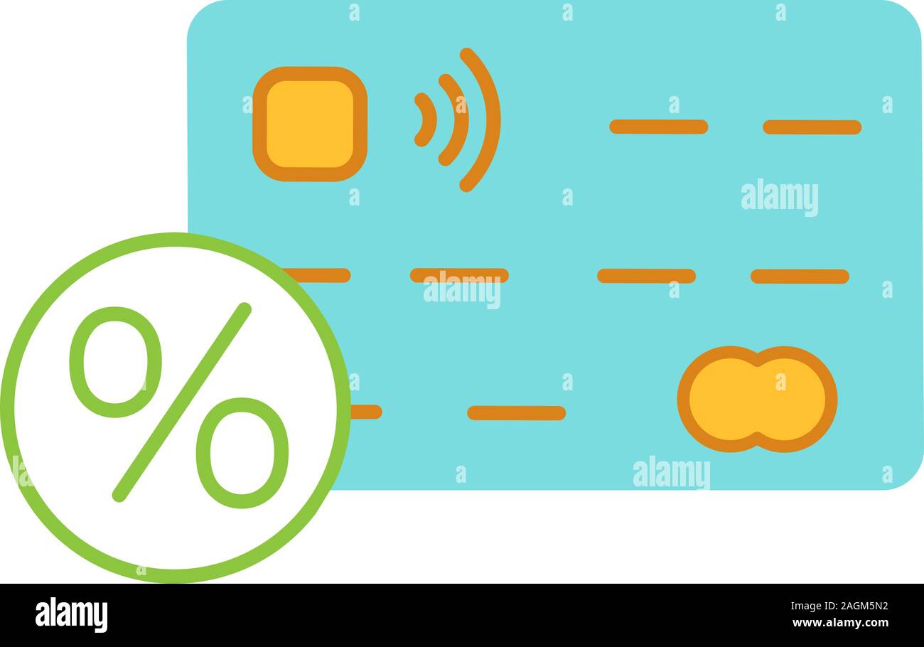 Credit card interest rate color icon. Credit card with percent ...