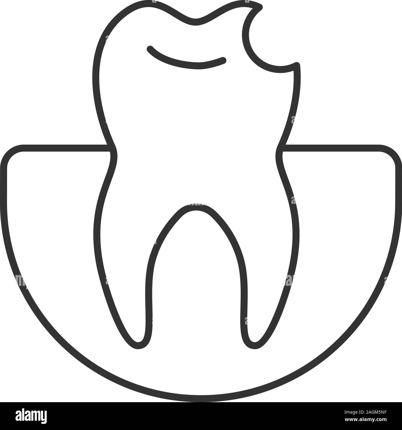 Broken tooth linear icon. Thin line illustration. Chipped tooth ...