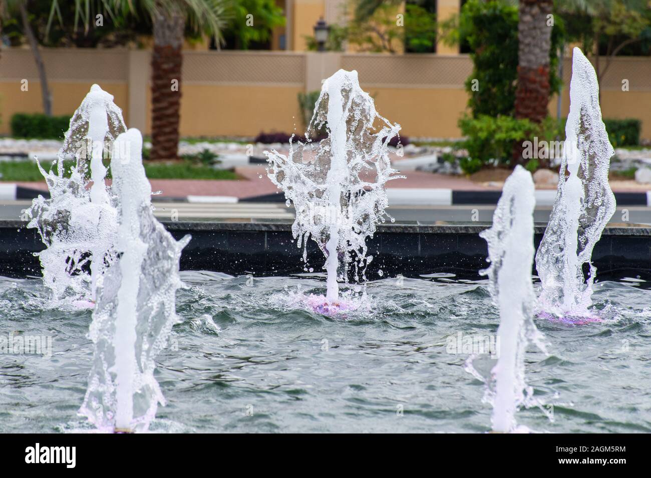Water fountain spray of refreshing, cool, water droplet design in a ...