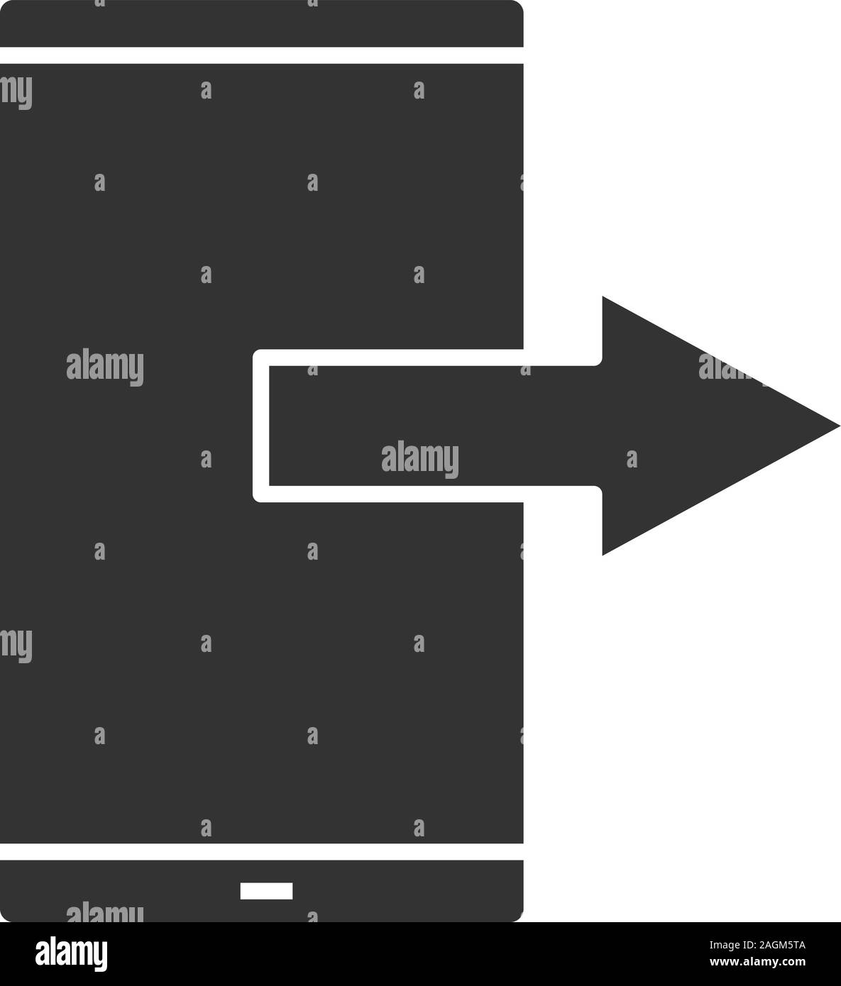 Mobile data transfer glyph icon. Outgoing call or message. Smartphone ...