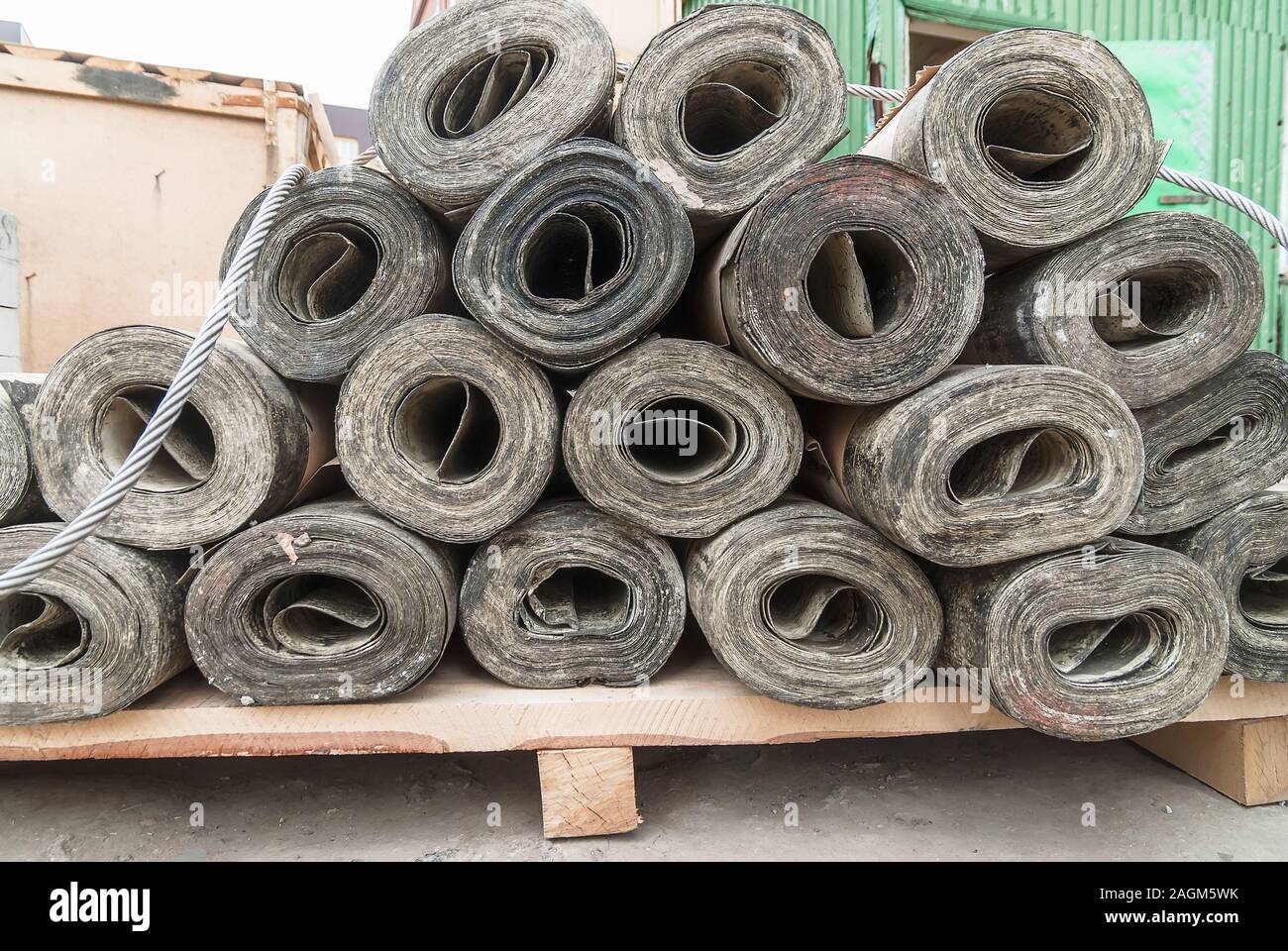 Rolls of roofing material for background Stock Photo - Alamy