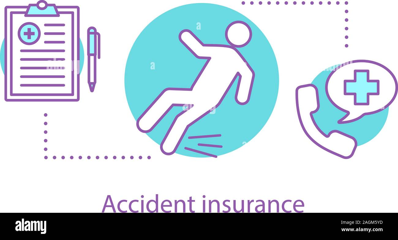 Accident insurance concept icon. Fall injury idea thin line ...