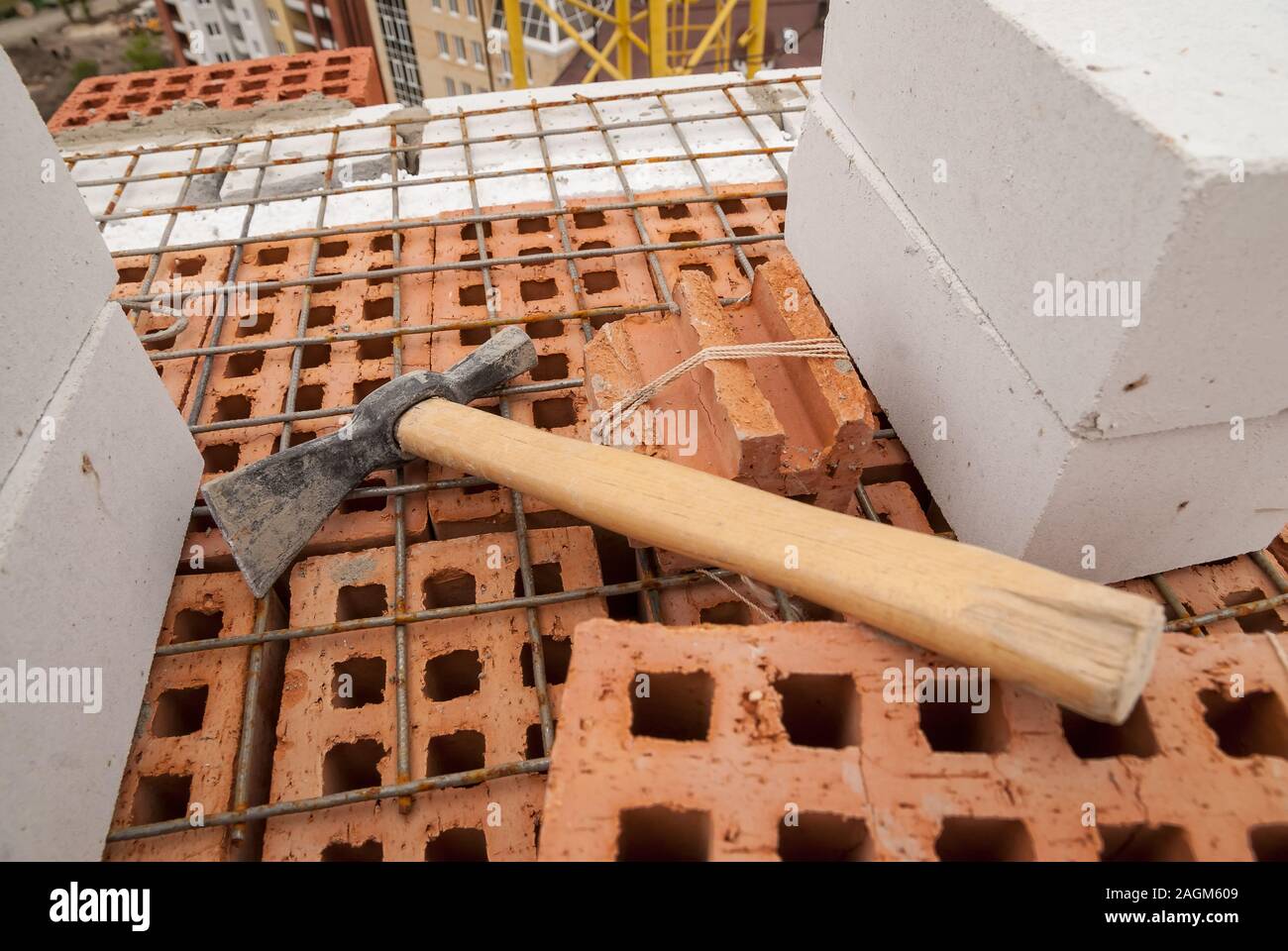 Workplace of bricklayer Stock Photo - Alamy