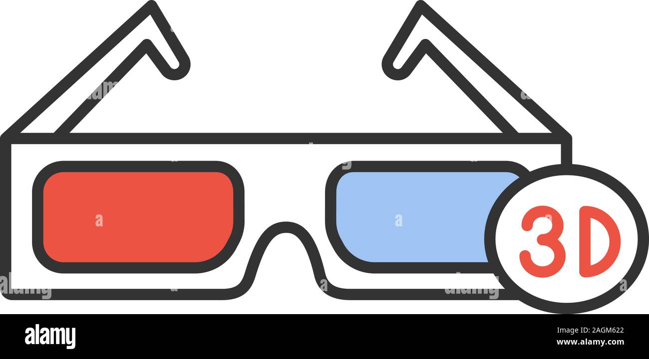 3D glasses color icon. Polarized anaglyph glasses. Isolated vector ...