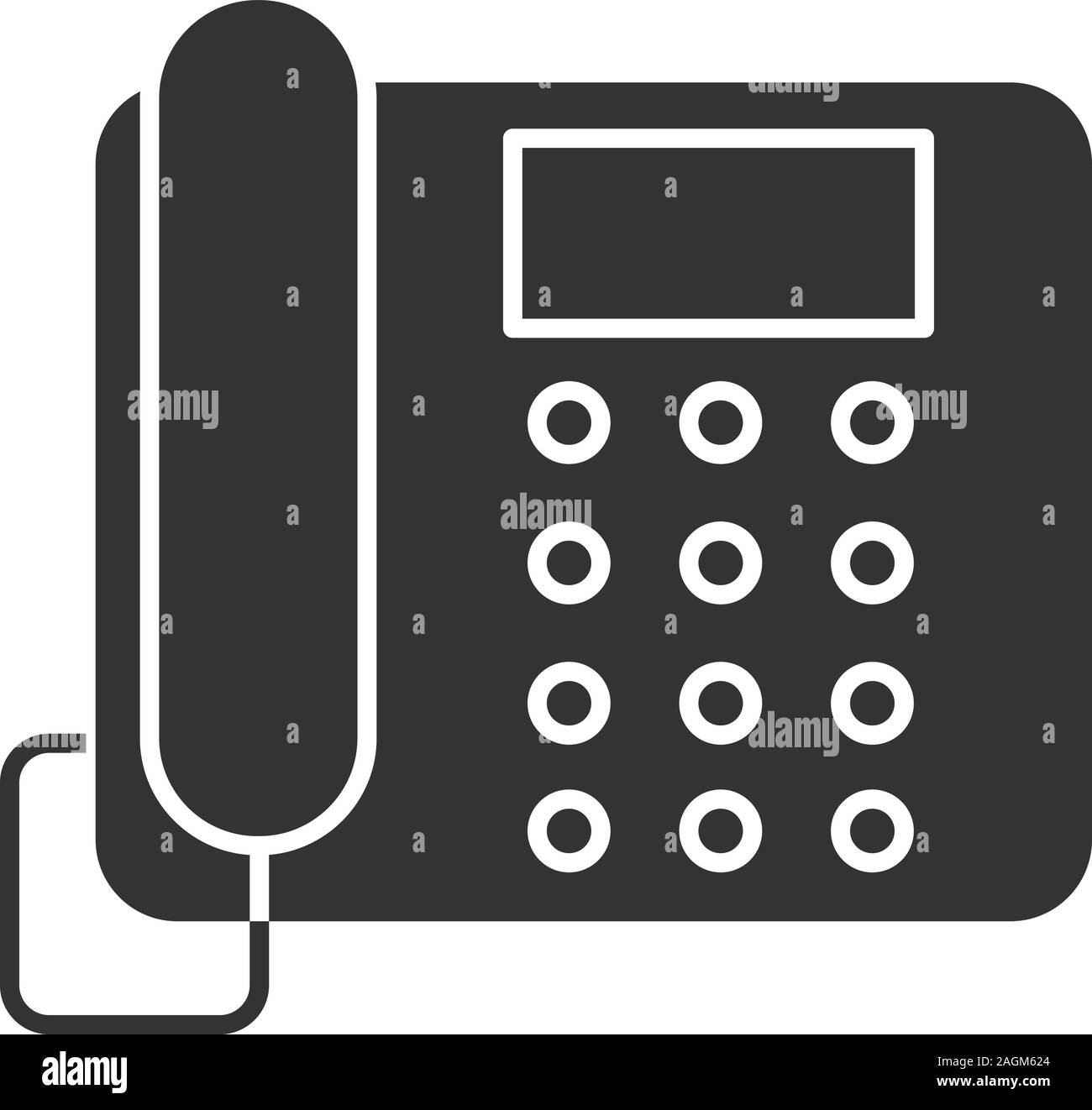 Landline phone glyph icon. Office telephone. Silhouette symbol ...