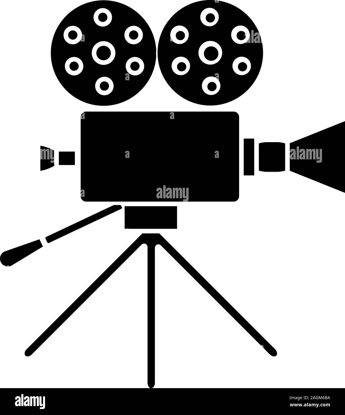 Movie camera glyph icon. Cine camera. Silhouette symbol. Negative space ...