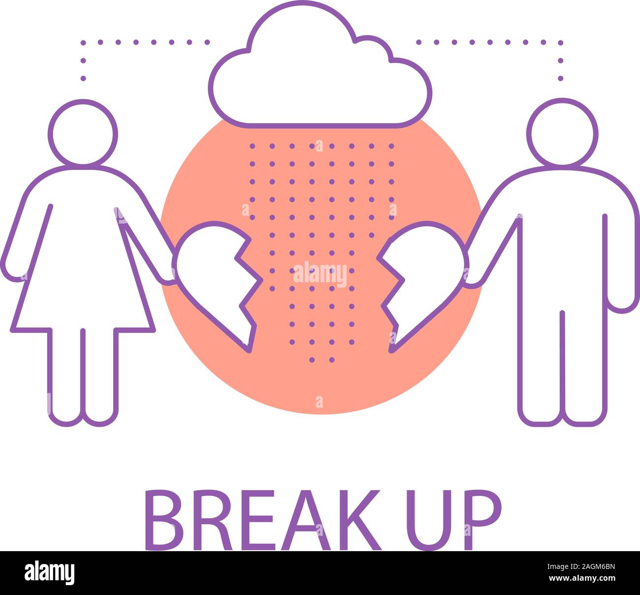 Couple break up concept icon. Relationships breakdown idea thin line ...