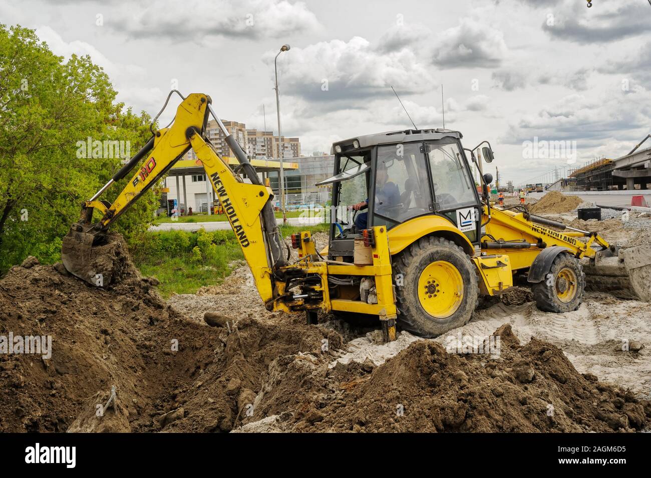 Excavator in construction site. Tyumen. Russia Stock Photo - Alamy