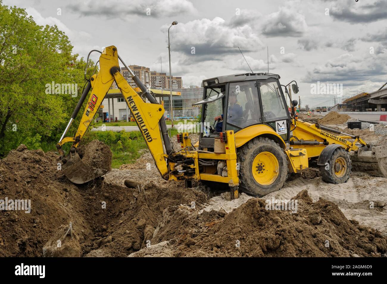 Excavator in construction site. Tyumen. Russia Stock Photo - Alamy