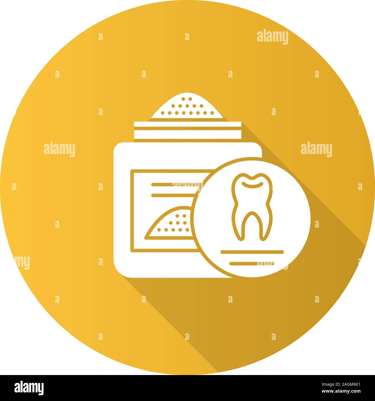 Tooth powder flat design long shadow glyph icon. Dentifrice. Vector ...