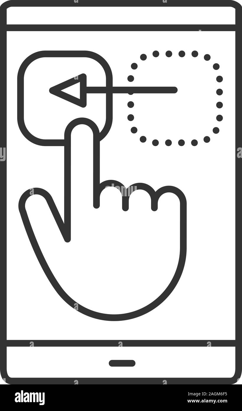 Smartphone Touchscreen Linear Icon Thin Line Illustration Drag