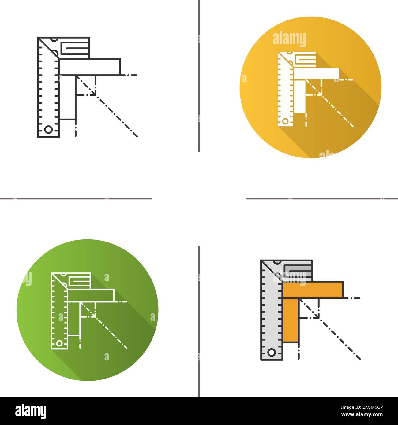 Set square icon. Angle measurement. Ruler with angle bar. Flat design ...