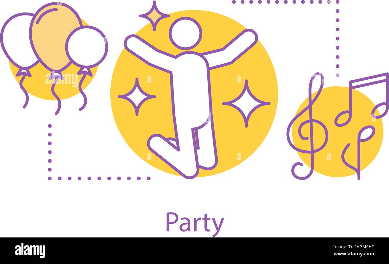 Party time concept icon. Holiday celebration idea thin line ...