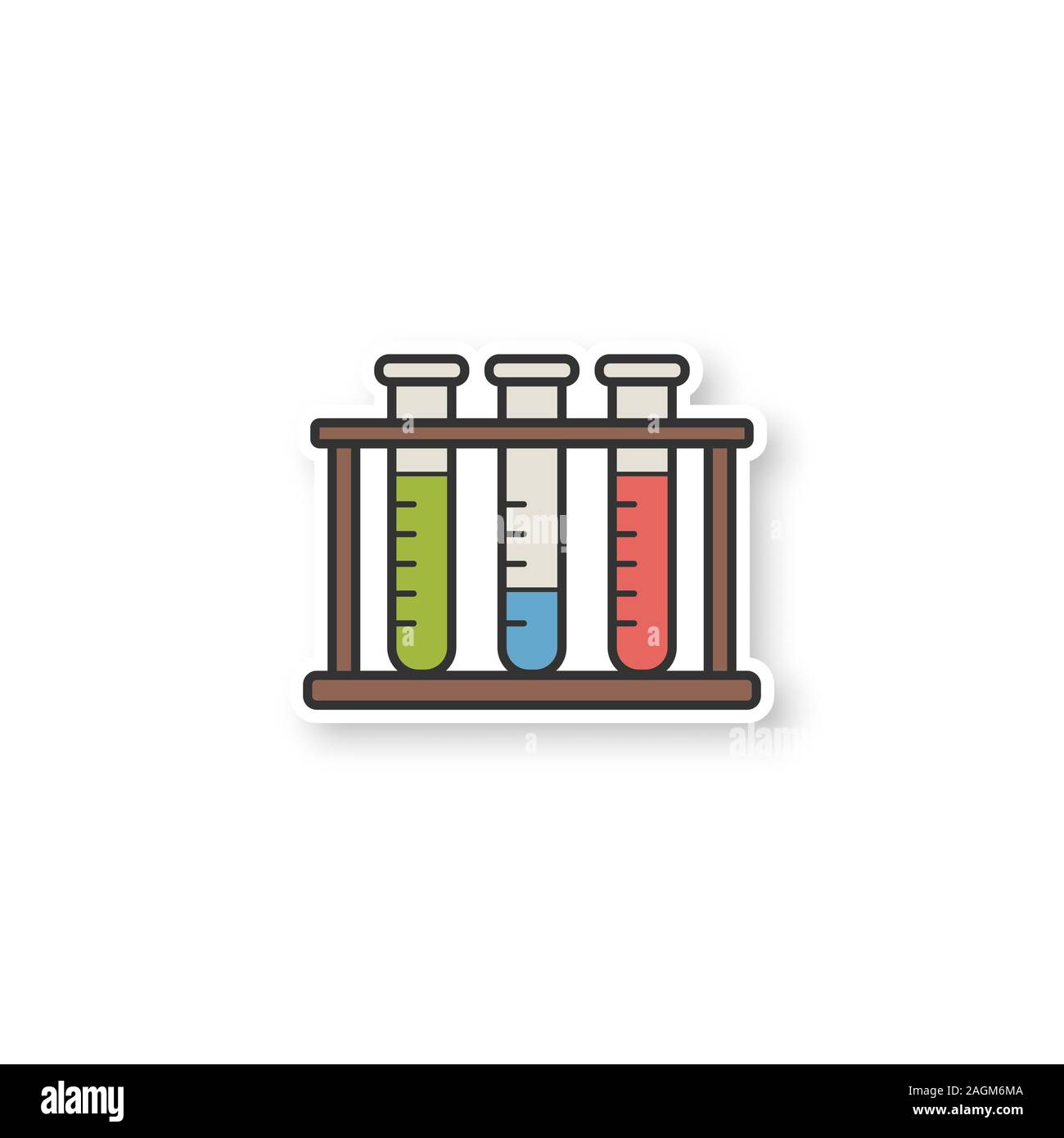 Test tubes rack patch. Color sticker. Vector isolated illustration ...