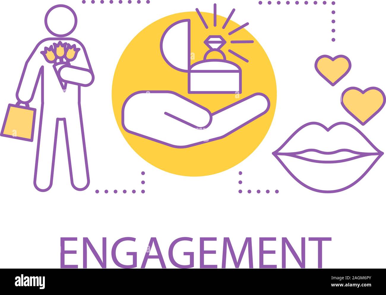 Engagement concept icon. Marriage proposal idea thin line illustration ...