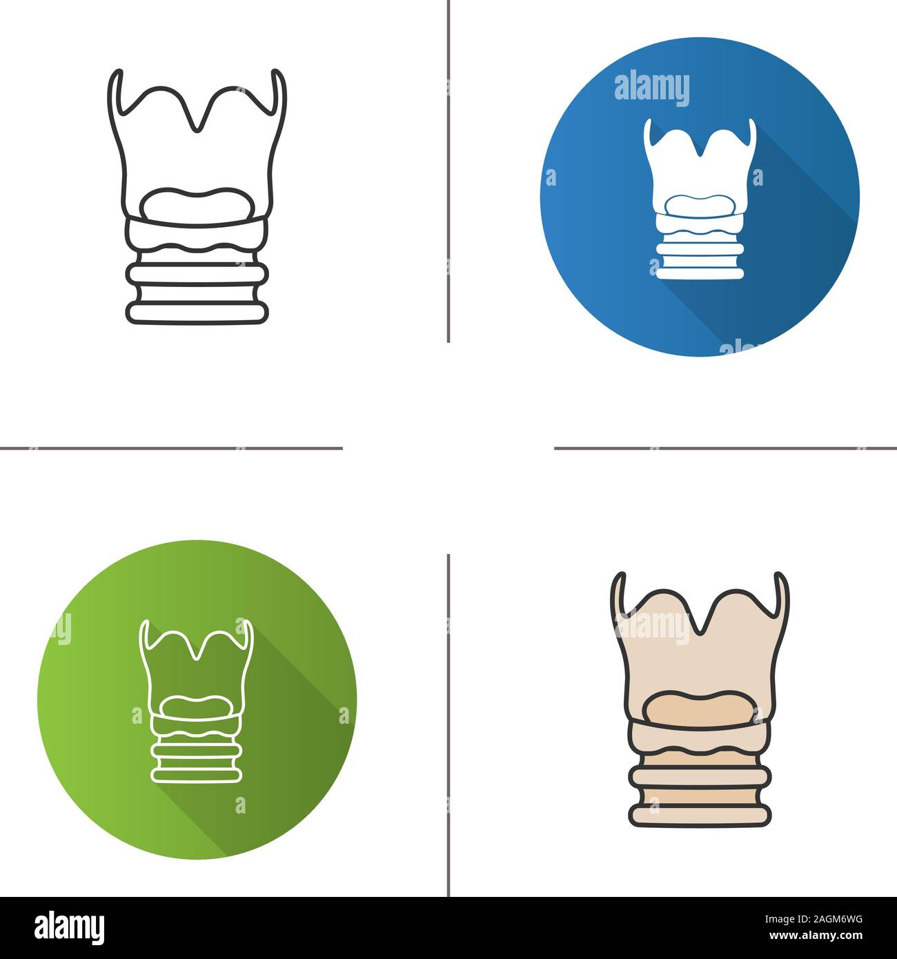 Larynx icon. Voice box. Flat design, linear and color styles. Isolated ...