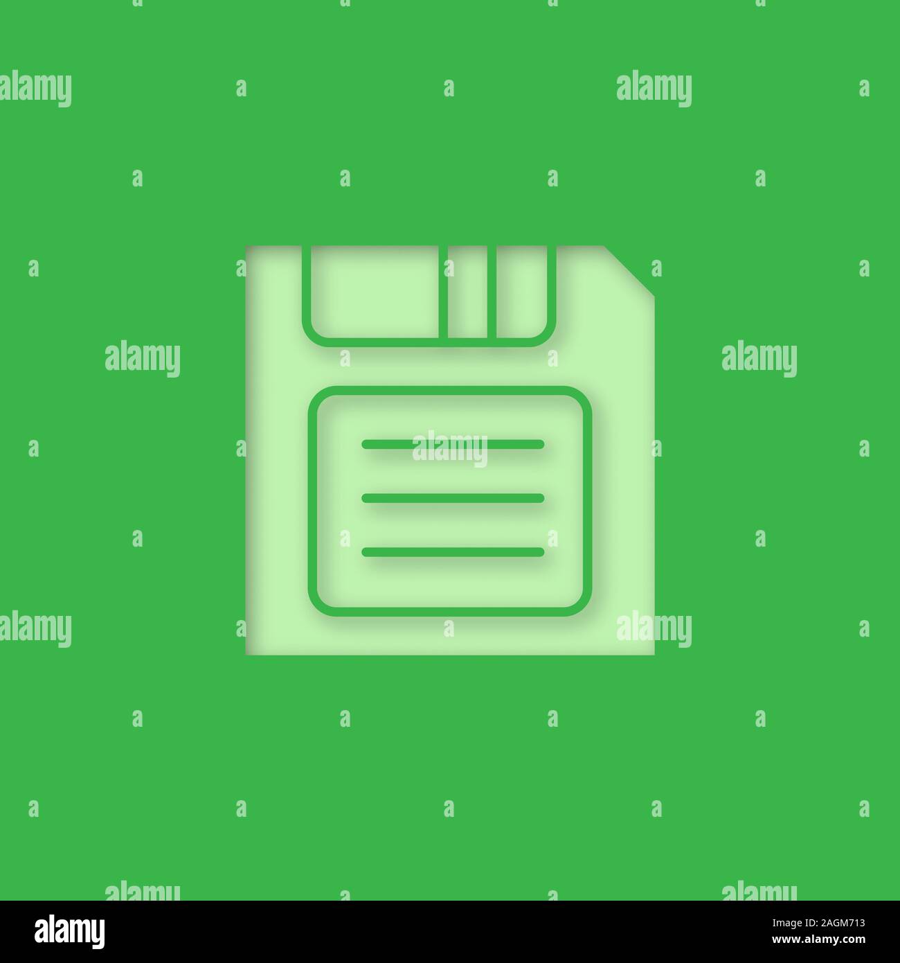 Save button paper cut out icon. Floppy disc. Vector silhouette isolated ...