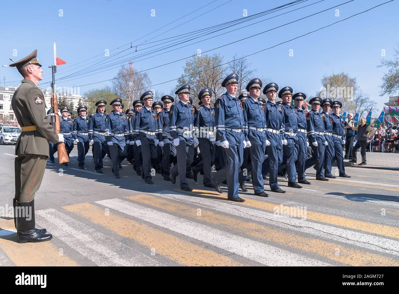 Company of traffic police officers march on parade Stock Photo - Alamy