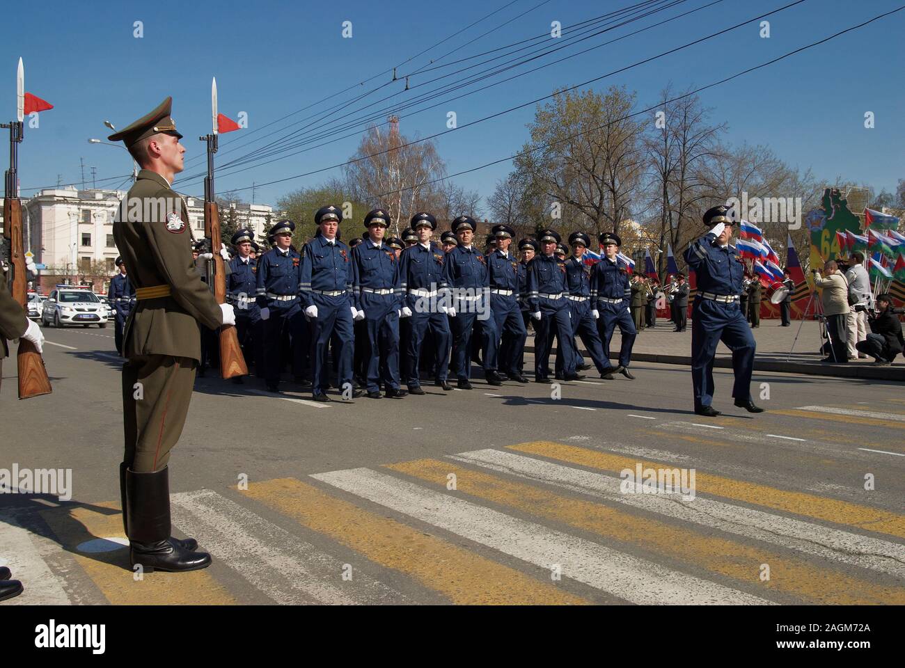 Company of traffic police officers march on parade Stock Photo - Alamy