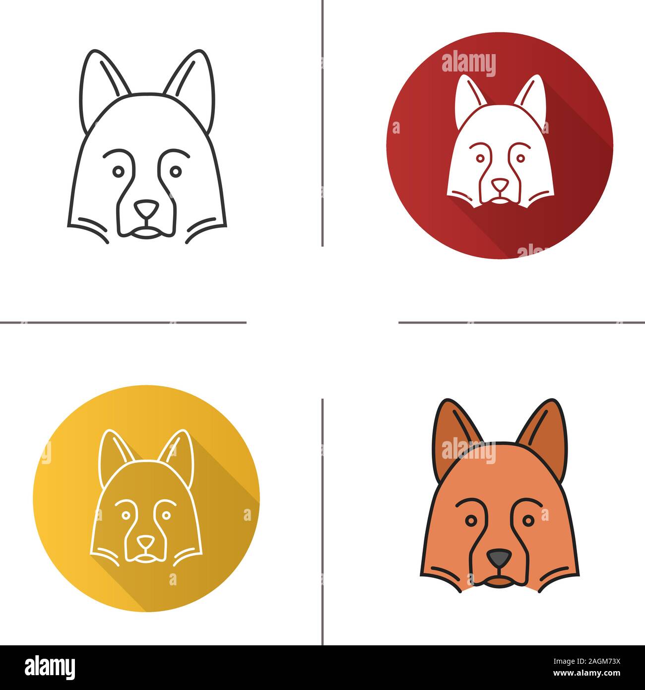 Shetland Sheepdog icon. Herding dog. Flat design, linear and color ...