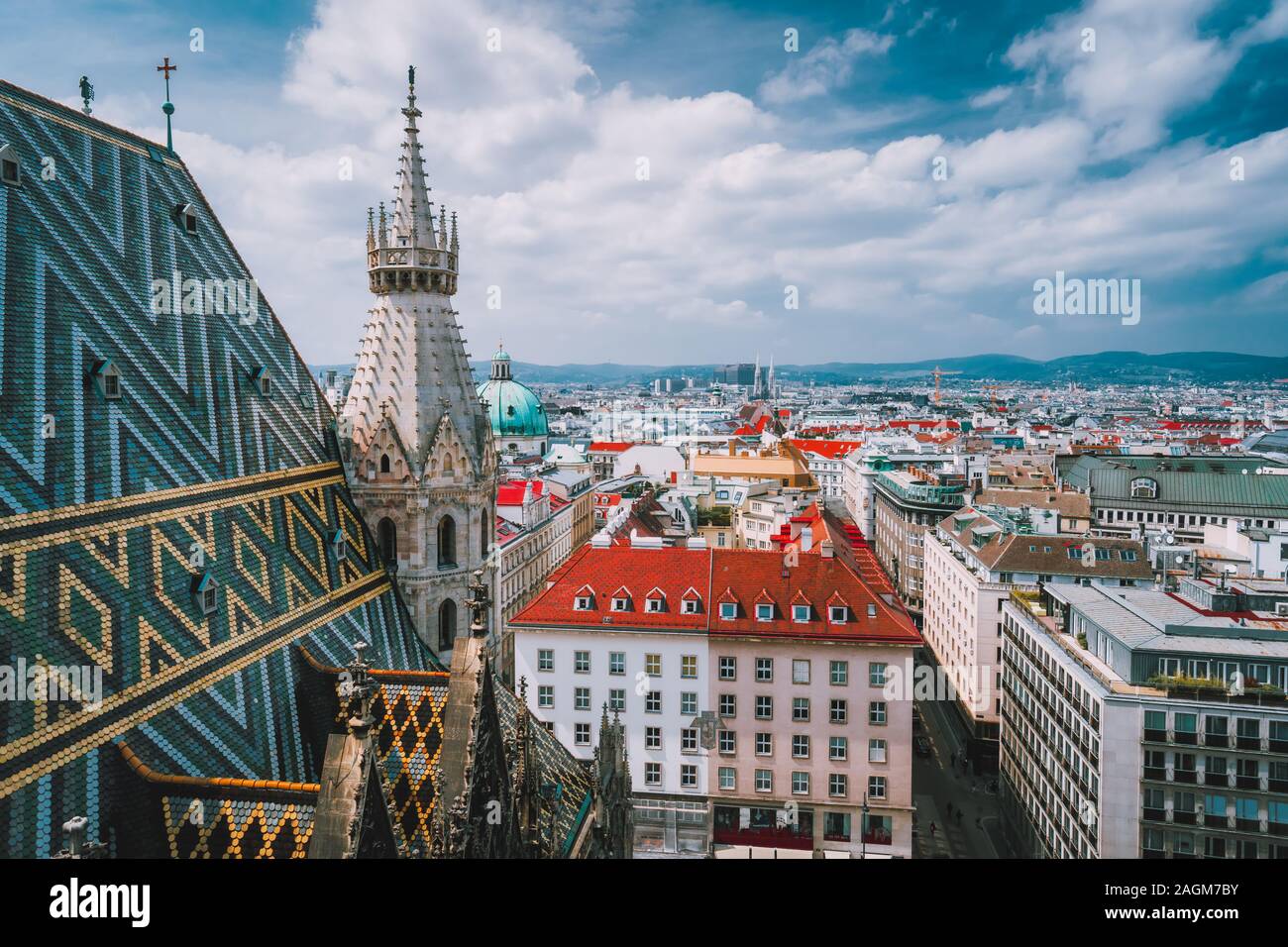 Aerial view of city center Vienna from St. Stephen's Cathedral Stock ...