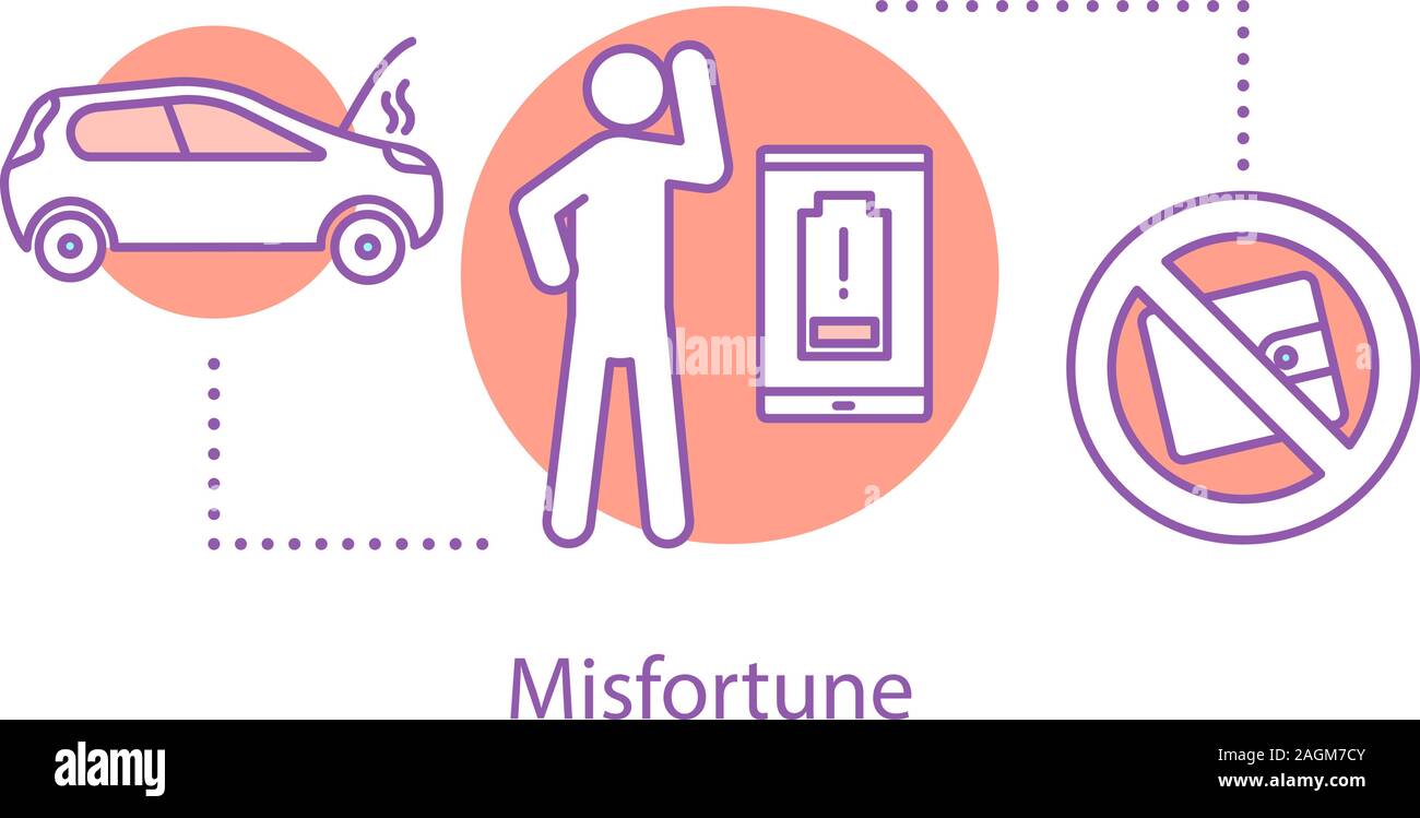 Bad luck concept icon. Unhappy day idea thin line illustration. Lost ...