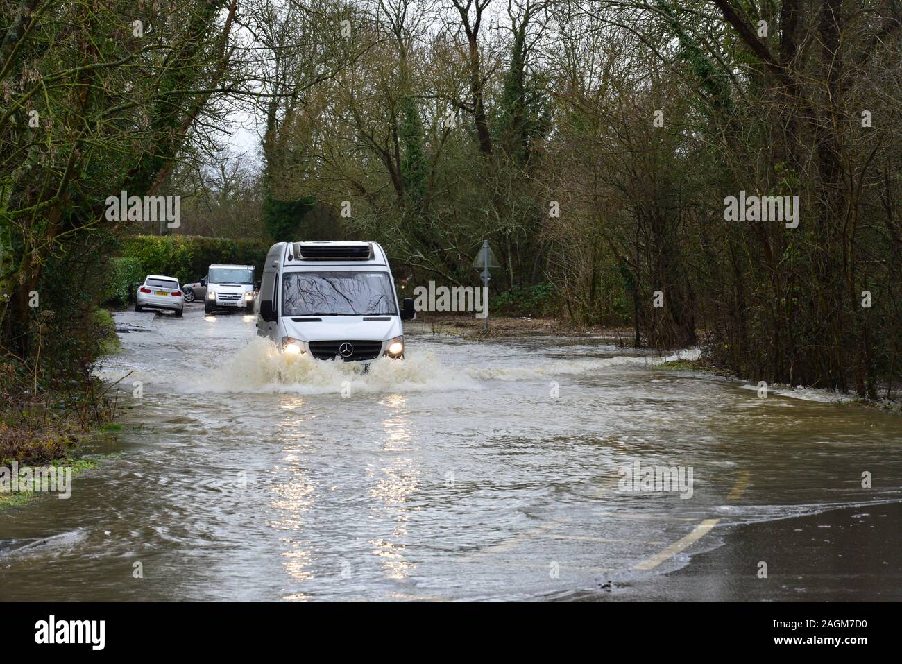 Horley,Surrey/United Kingdom- December 20 2019: The river Mole has ...