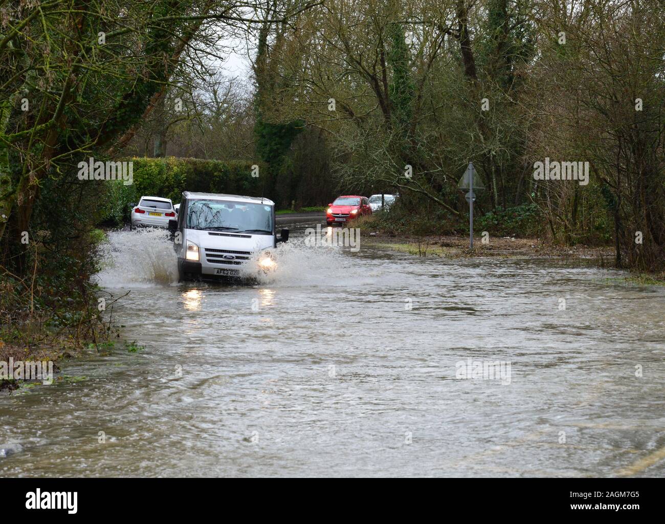 Horley,Surrey/United Kingdom- December 20 2019: The river Mole has ...