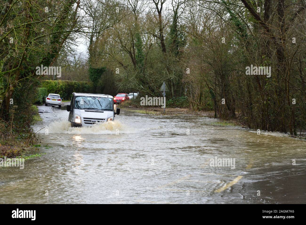 Horley,Surrey/United Kingdom- December 20 2019: The river Mole has ...