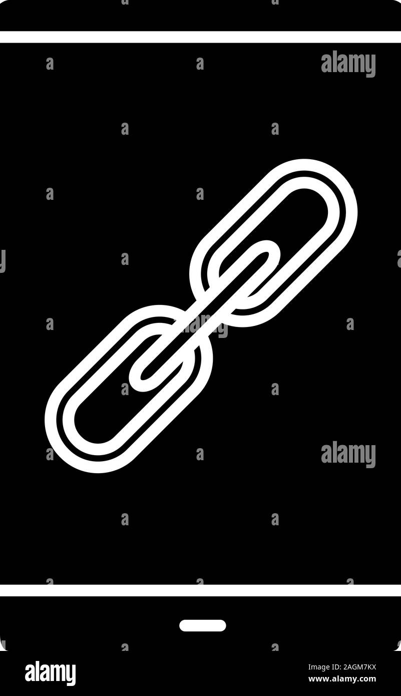 Mobile phone with link sign linear iconglyph icon. Silhouette symbol ...