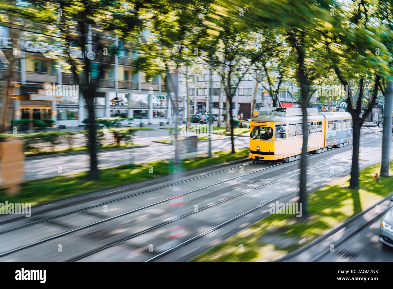 Vienna yellow ring tram line for tour around the city. Austria Stock ...