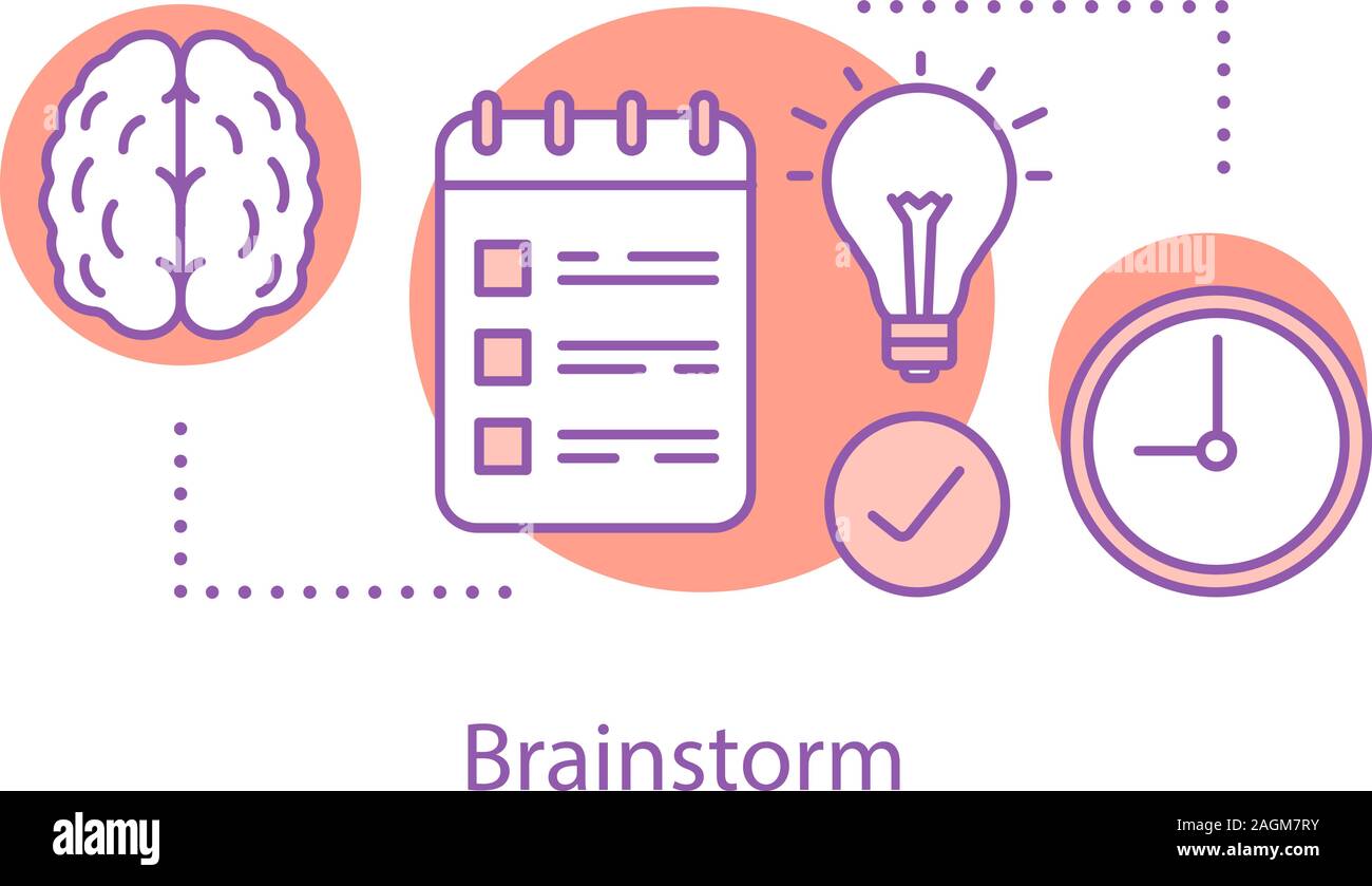 Brainstorm concept icon. Generating idea. Thinking process idea thin ... Brainstorm concept icon. Generating idea. Thinking process idea thin ...