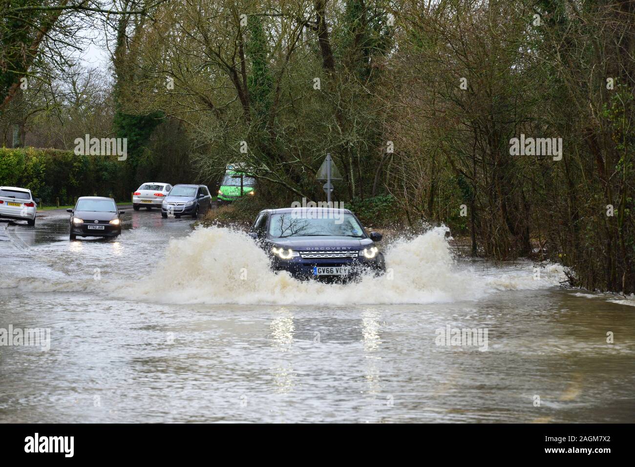 Horley,Surrey/United Kingdom- December 20 2019: The river Mole has ...