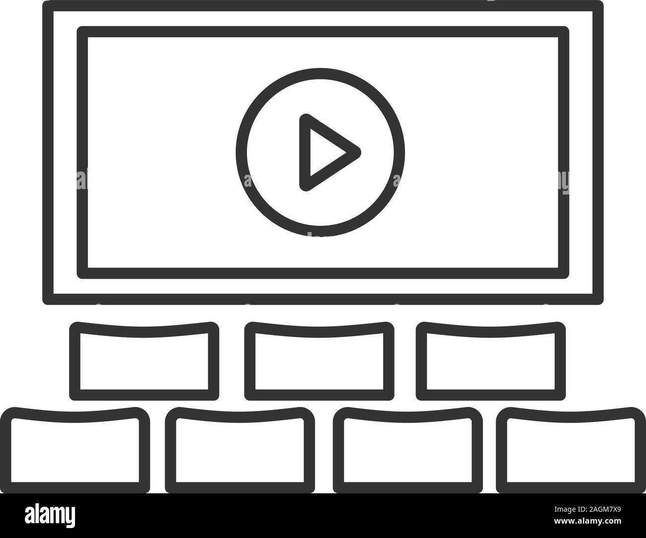 Cinema hall linear icon. Thin line illustration. Movie theater. Contour ...