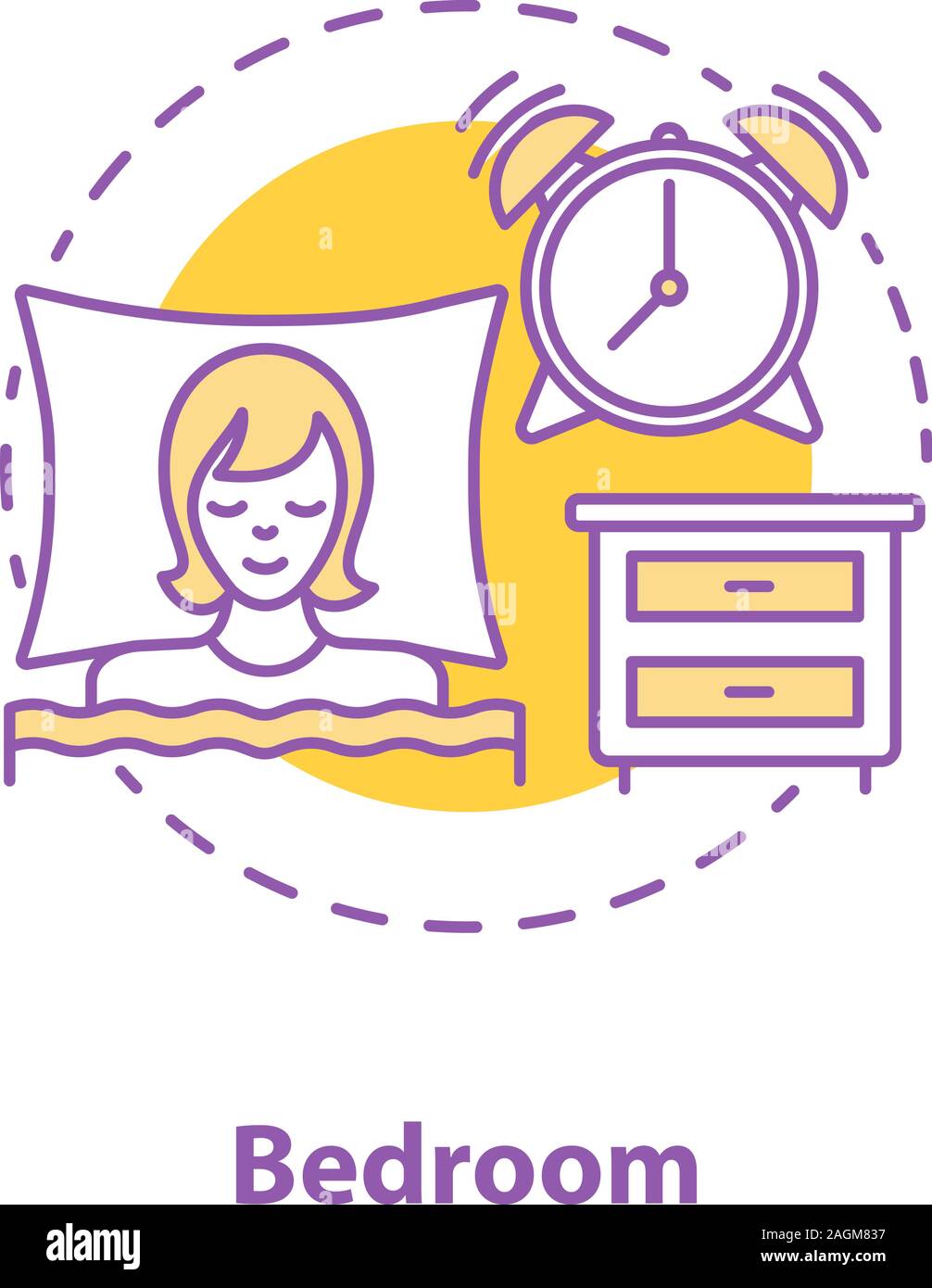 Bedroom concept icon. Rest time idea thin line illustration. Sleeping ...