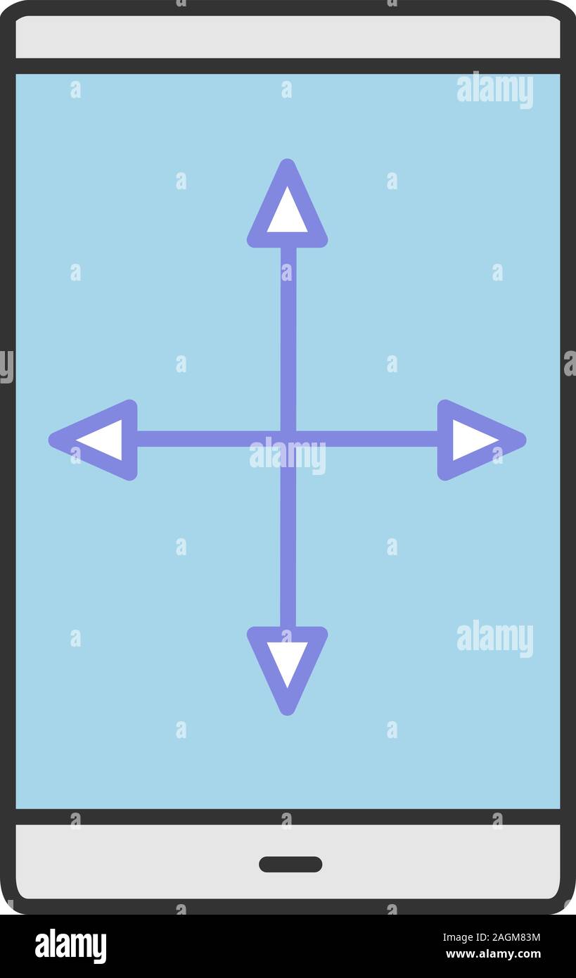Smartphone display resize color icon. Drag gesture arrow. Isolated ...