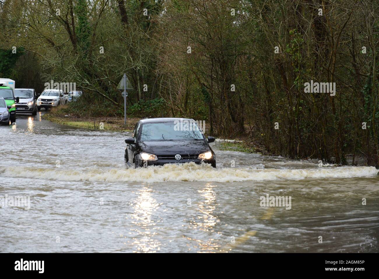 Horley,Surrey/United Kingdom- December 20 2019: The river Mole has ...