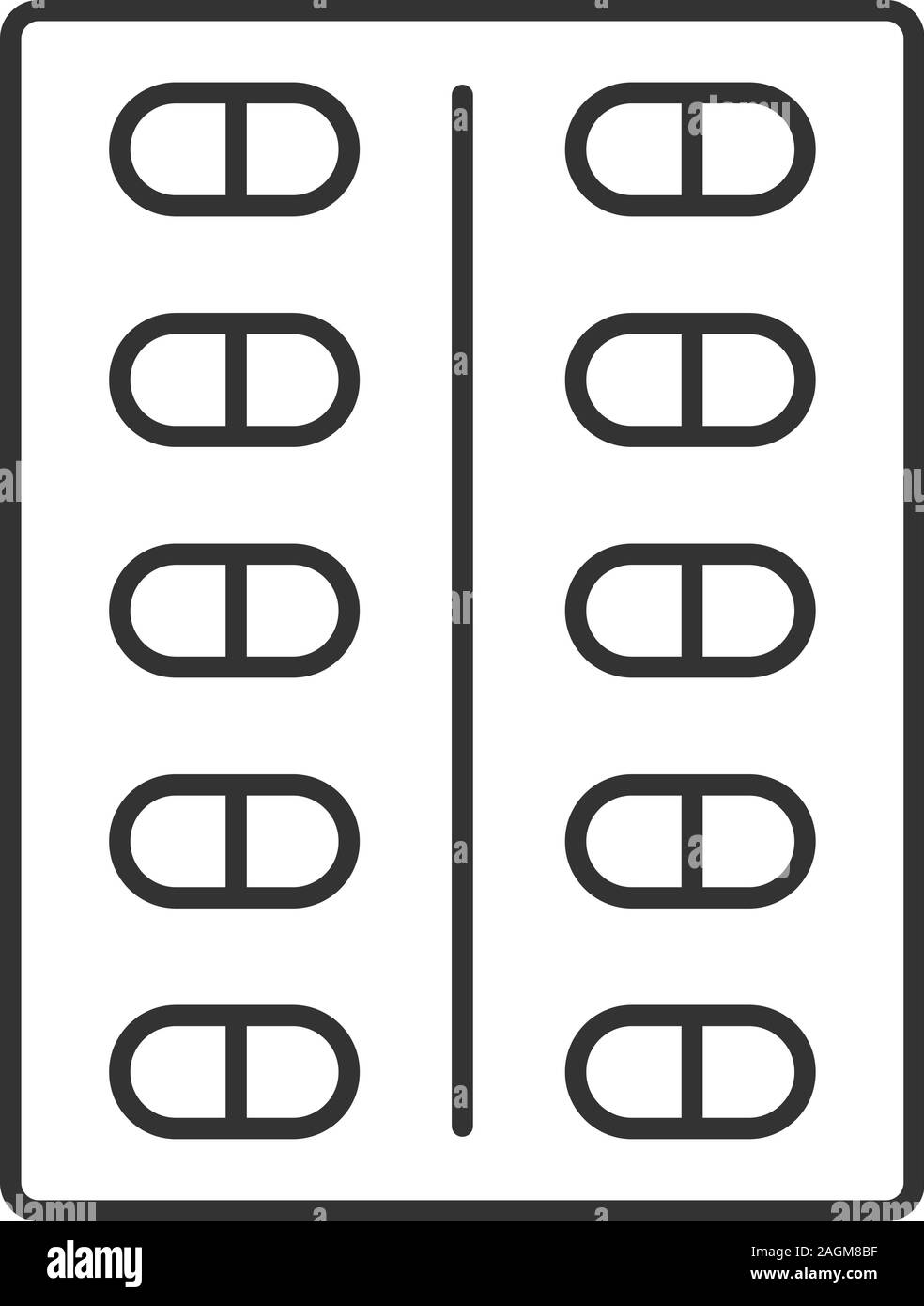 Pills blister linear icon. Thin line illustration. Medications. Contour ...
