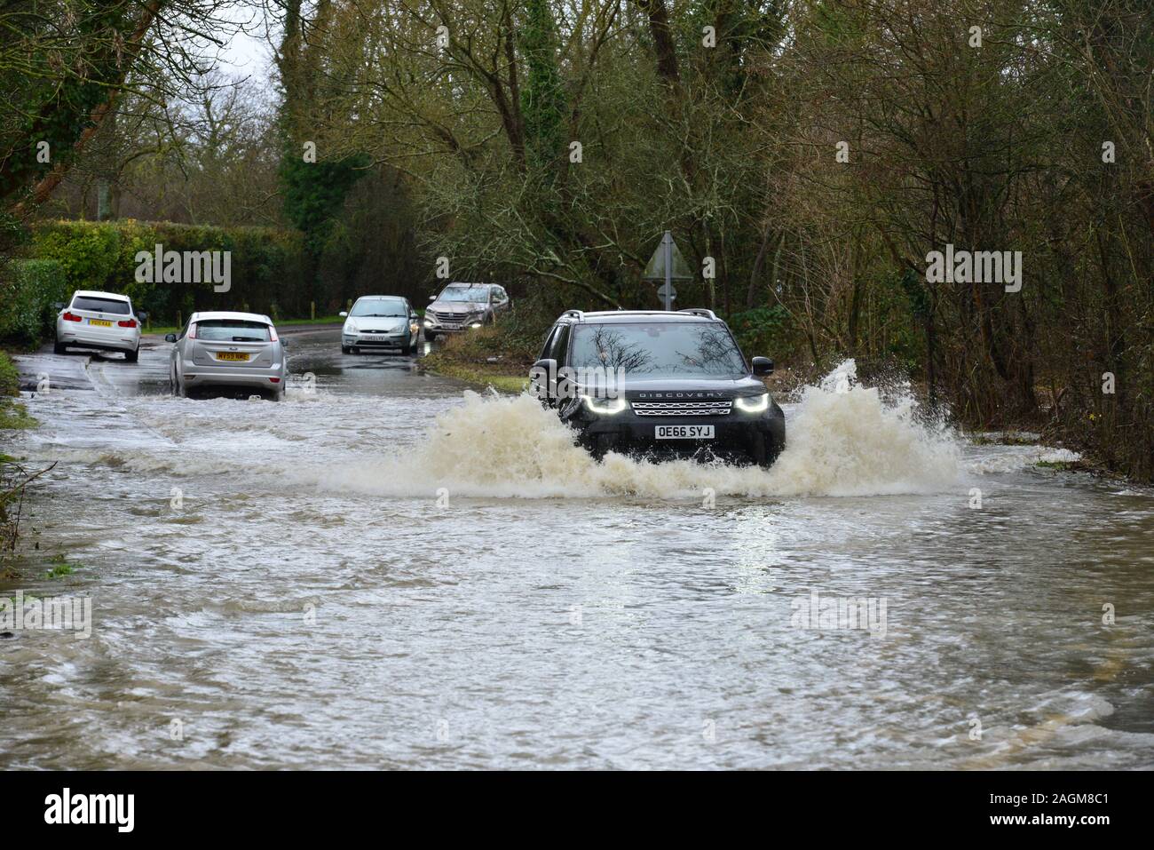 Horley,Surrey/United Kingdom- December 20 2019: The river Mole has ...
