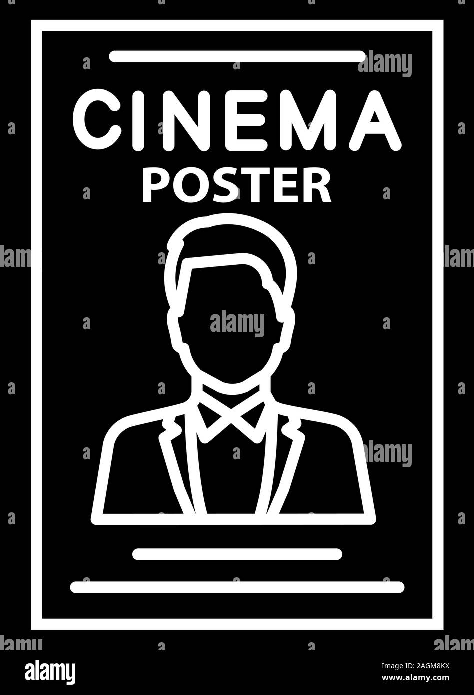 Movie poster glyph icon. Cinema poster. Silhouette symbol. Negative ...