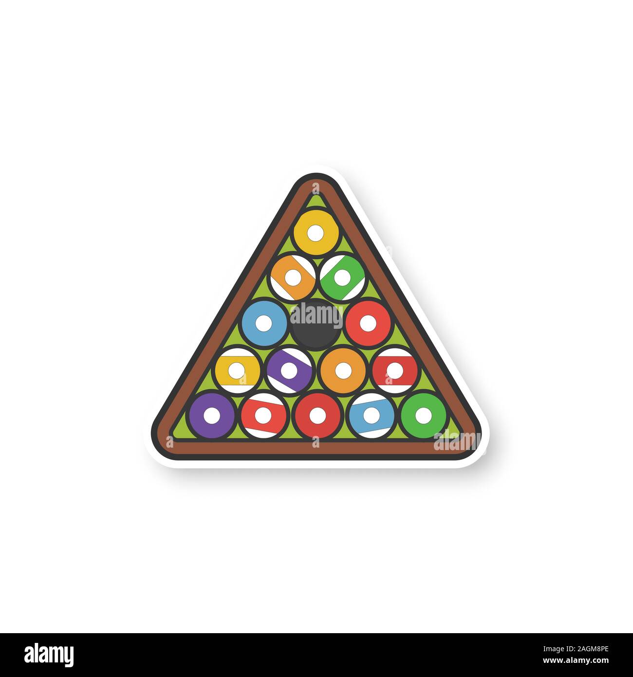 Billiard ball rack patch. Pool game equipment. Color sticker. Vector ...