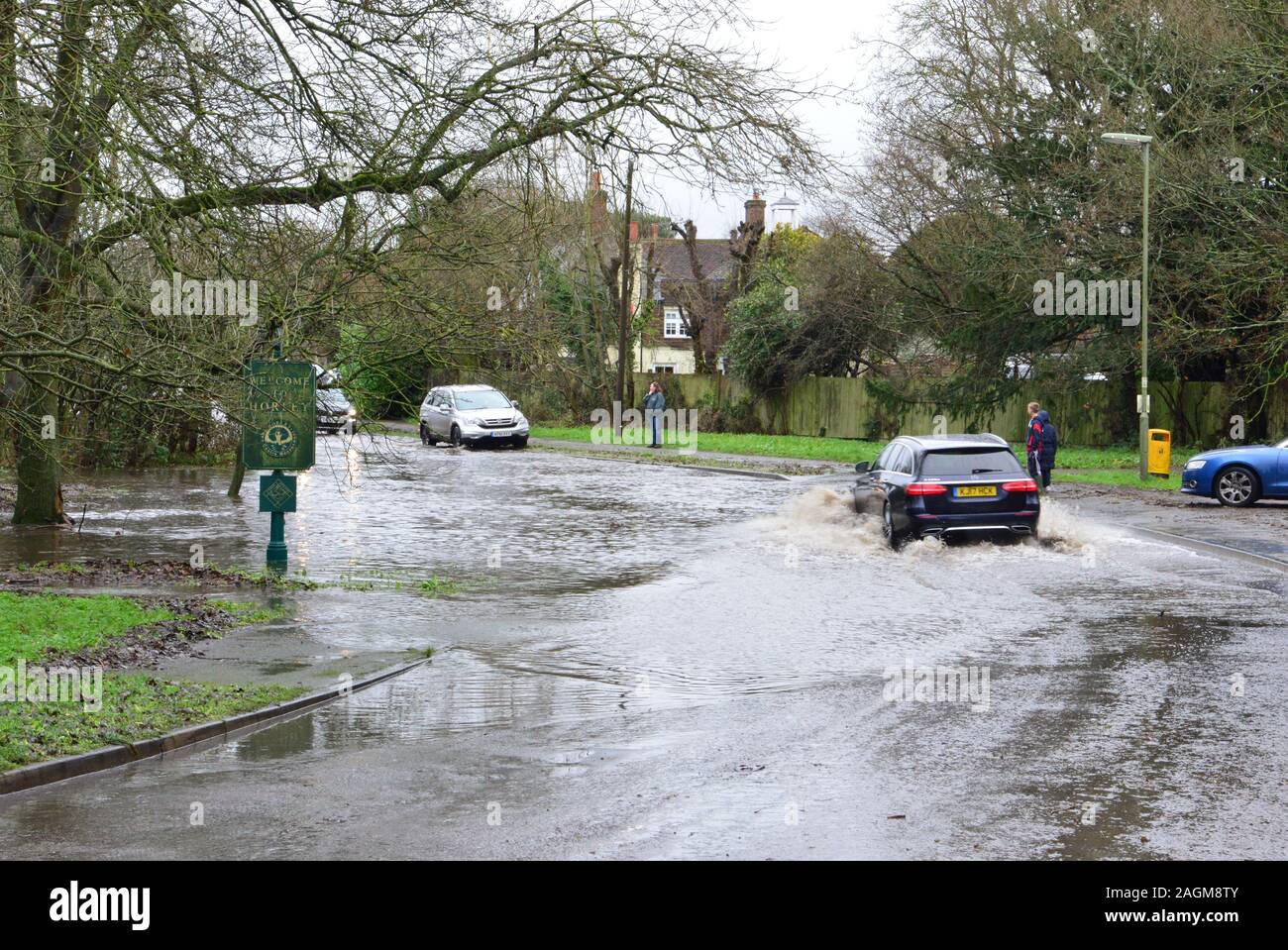 Horley,Surrey/United Kingdom- December 20 2019: The river Mole has ...