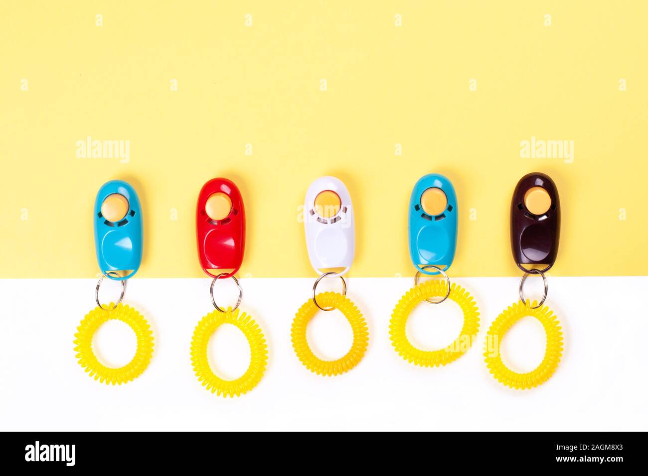 Some colorful clickers for traning dog with positive reinforcement ...