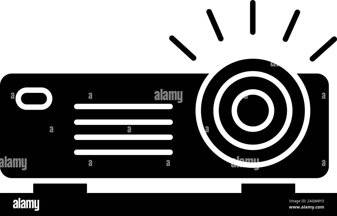 Projector glyph icon. Multimedia player. Silhouette symbol. Negative ...