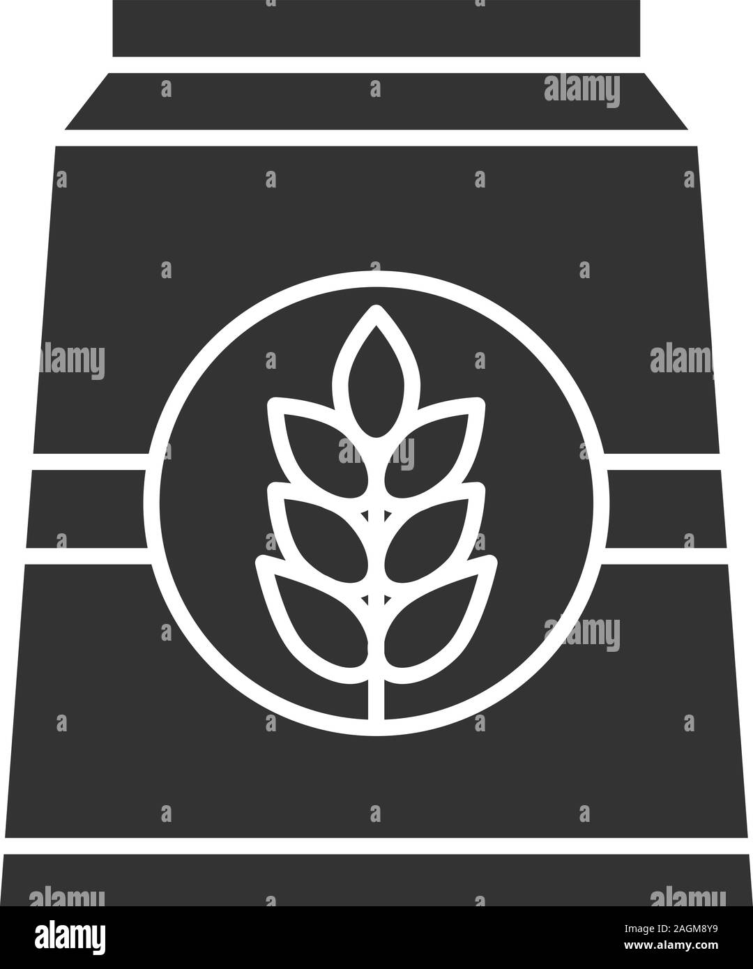 Flour paper bag glyph icon. Silhouette symbol. Negative space. Vector ...