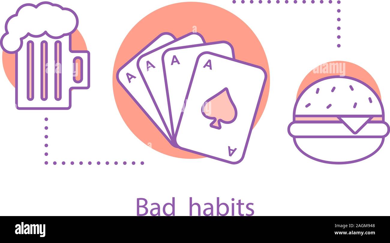 Bad habits concept icon. Unhealthy lifestyle idea thin line ... Bad habits concept icon. Unhealthy lifestyle idea thin line ...