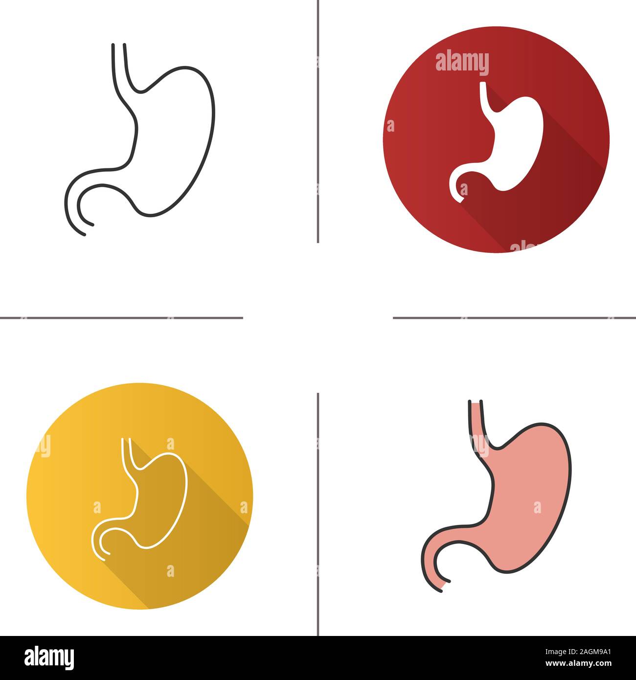 Stomach icon. Gastrointestinal, tract. Flat design, linear and color ...