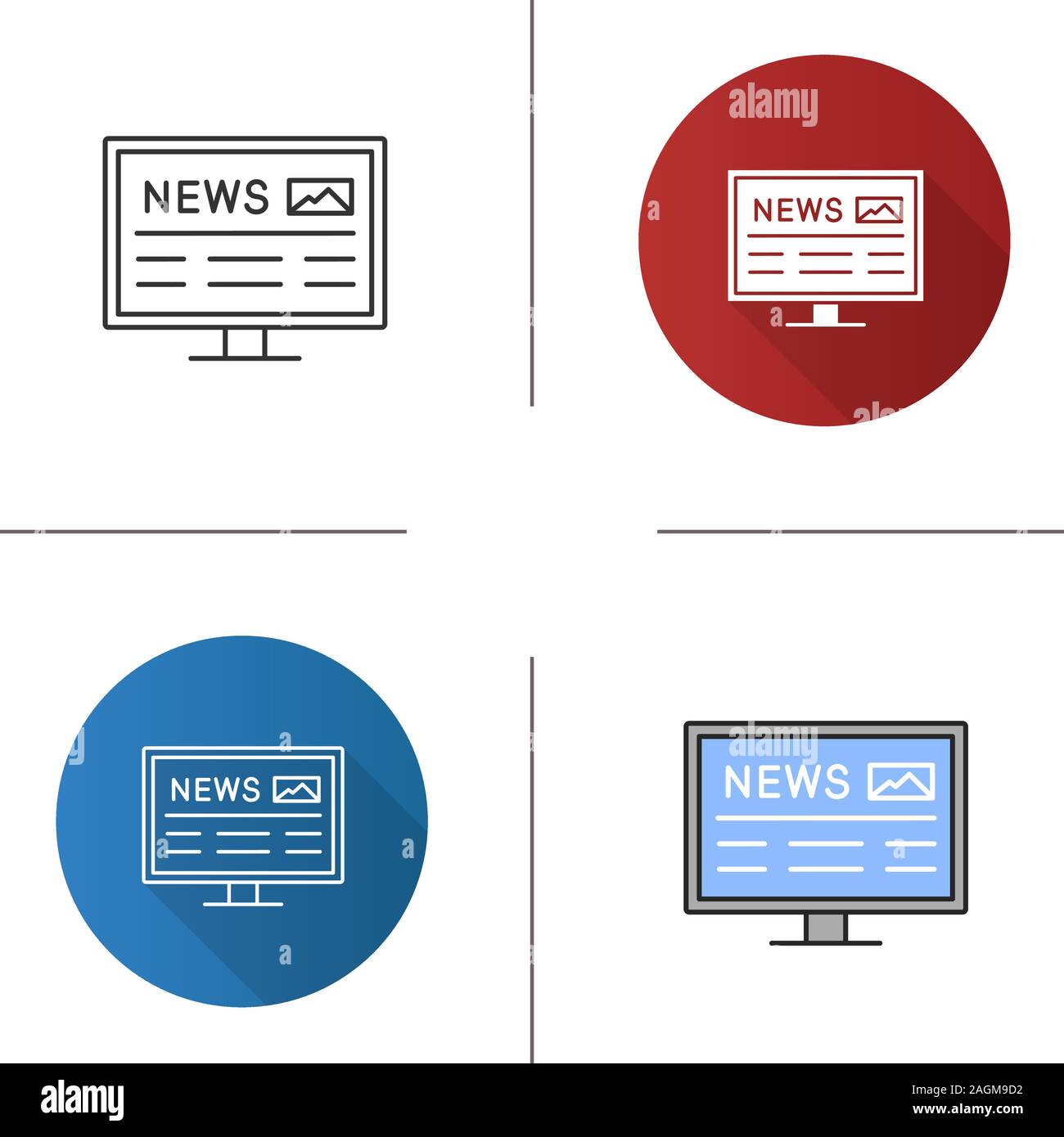 Electronic newspaper icon. Online news on PC. Flat design, linear and ...