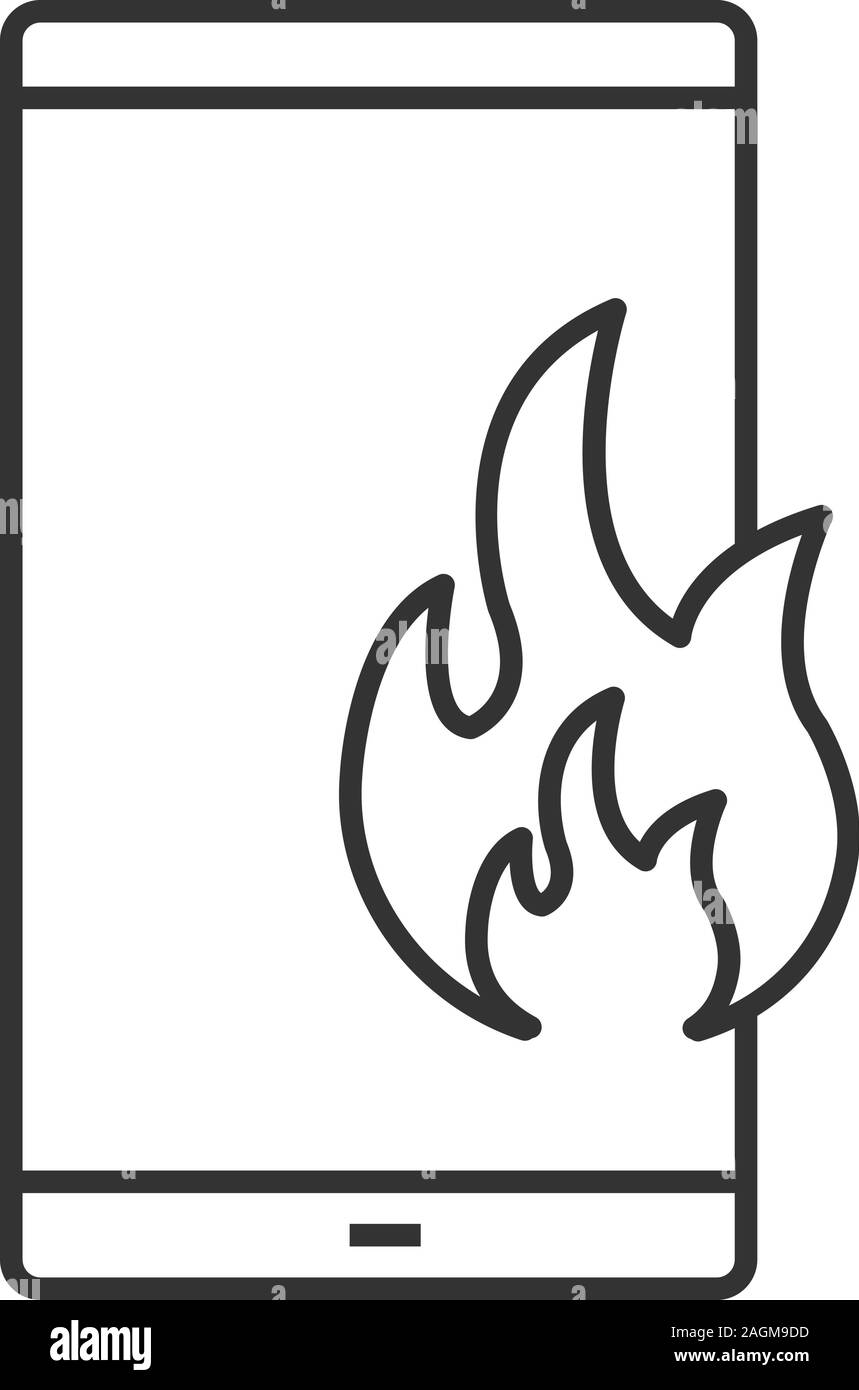 Fire emergency calling linear icon. Thin line illustration. Broken ...