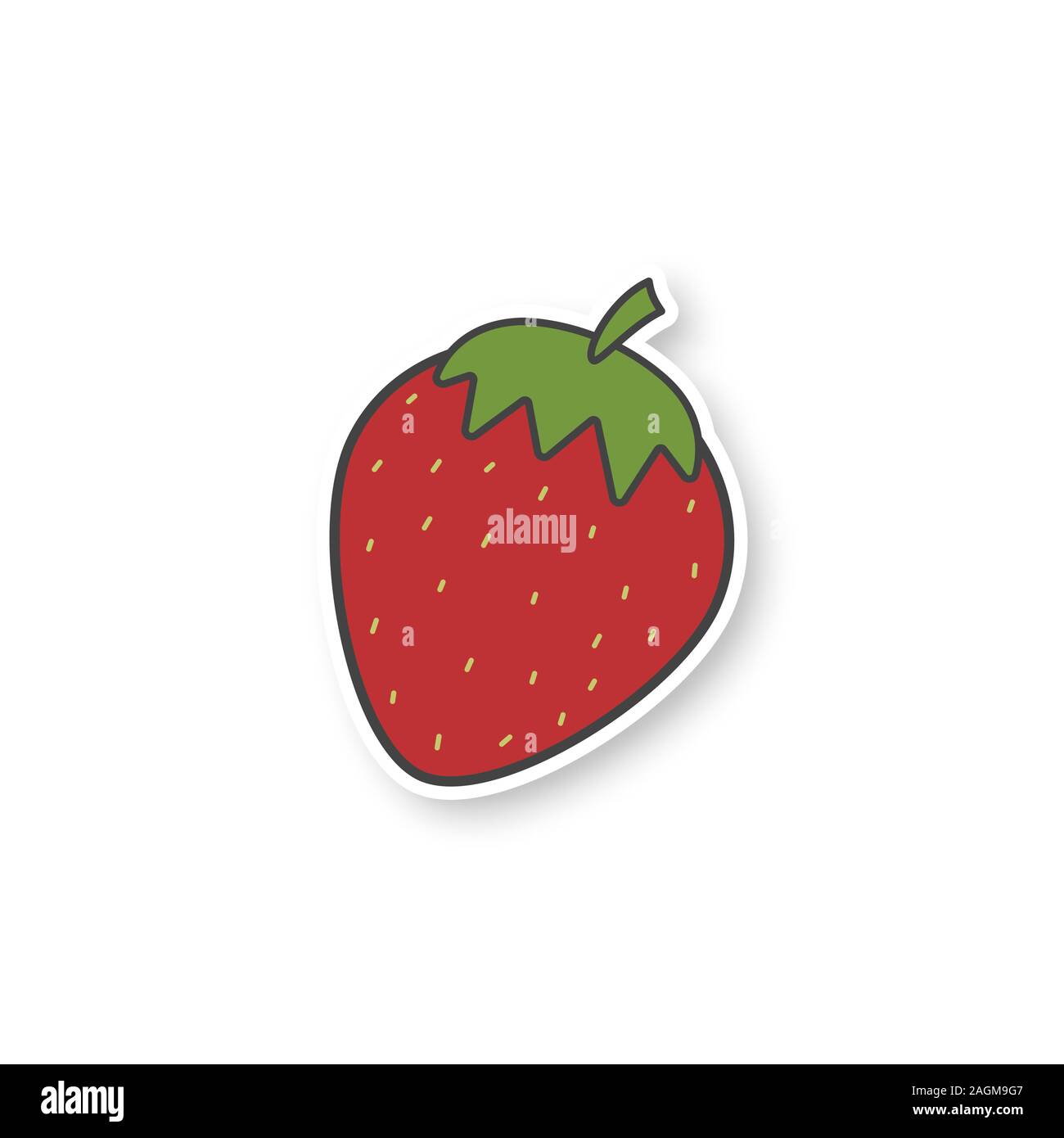 Strawberry patch. Color sticker. Vector isolated illustration Stock ...